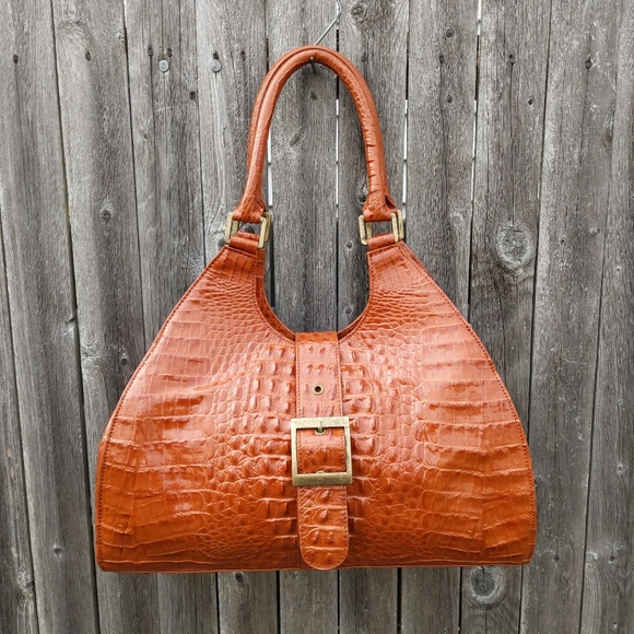 Charlie Lapson | Bags | Charlie Lapson Leather Croc Embossed Shoulder ...
